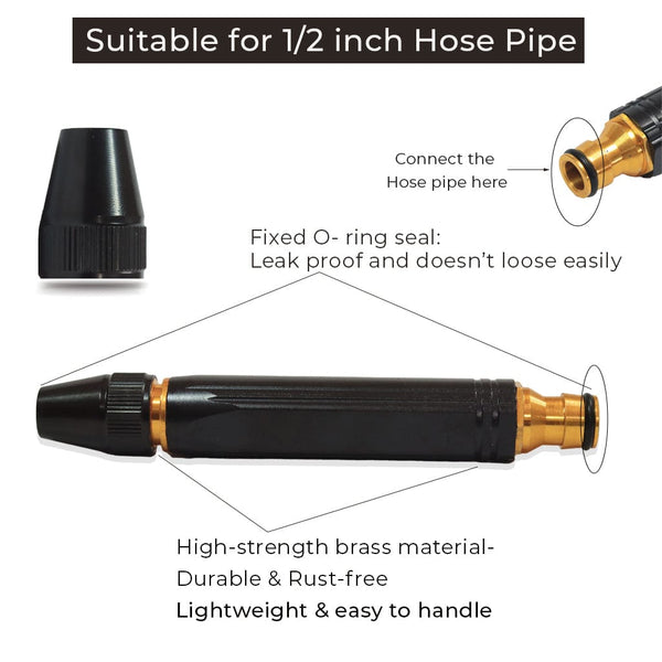 TrustBasket Plastic Water Spray Gun Nozzle for ½ inch Hose Pipe | High