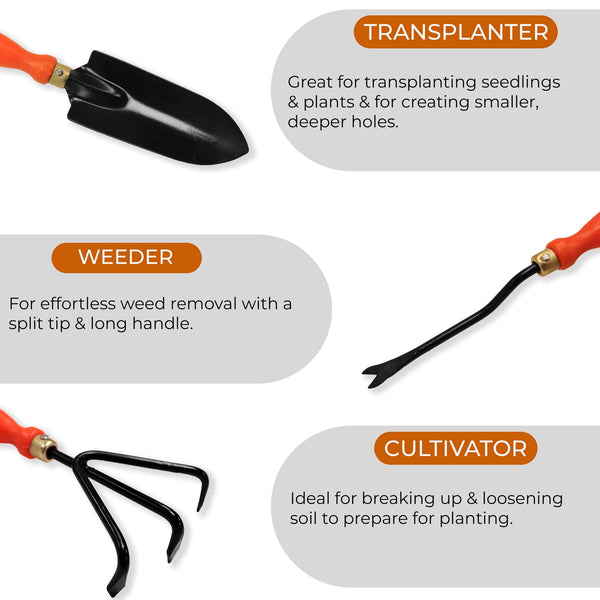 TrustBasket 7 Pcs Durable Multi-Purpose Garden Tool Kit + Watering Can