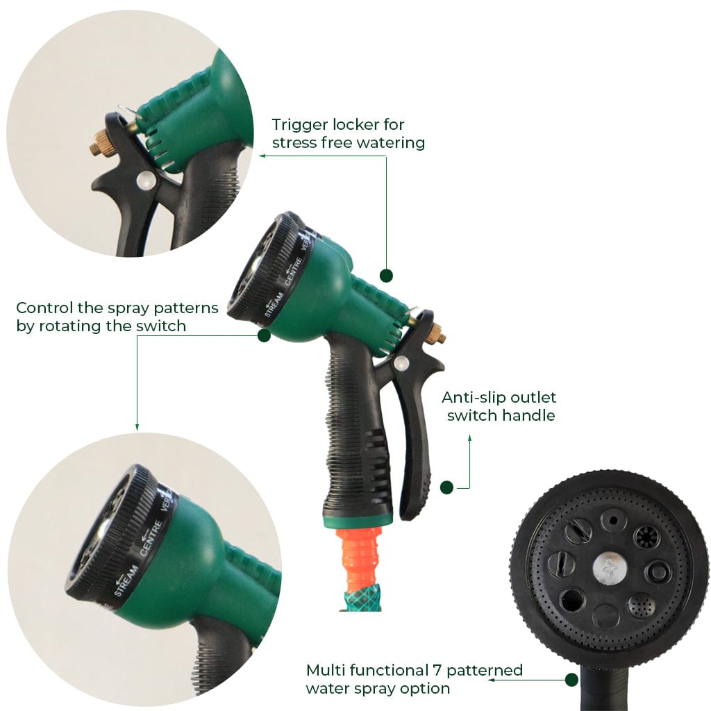 Heavy Duty PVC Braided Hose Pipe with 7 Mode Sprayer Nozzle for Garden ...