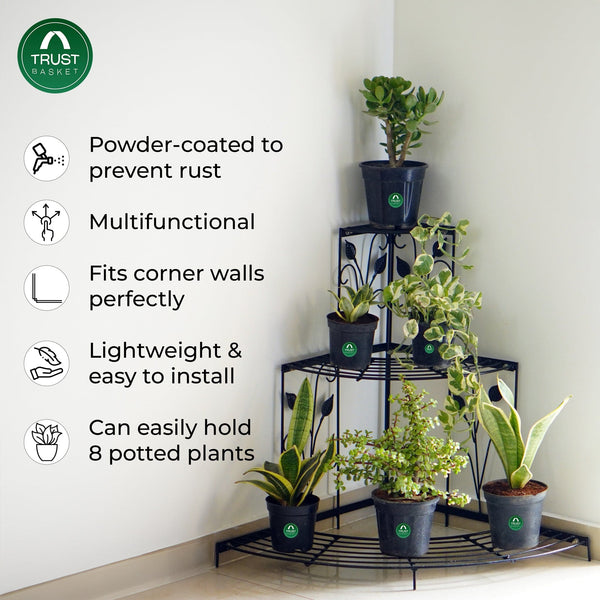 TrustBasket Corner Stand Stair-Step Style flower pot stand for Garden