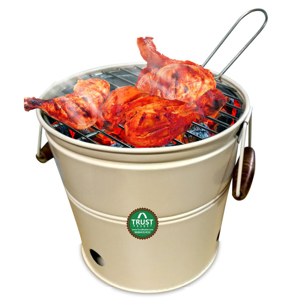 TrustBasket Portable Barbeque Bucket Round Portable Charcoal BBQ Barb