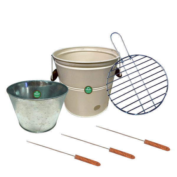 TrustBasket Portable Barbeque Bucket Round Portable Charcoal BBQ Barb
