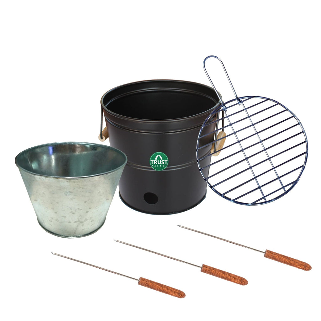 TrustBasket Portable Barbeque Bucket Round Portable Charcoal BBQ Barb