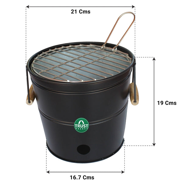 TrustBasket Portable Barbeque Bucket Round Portable Charcoal BBQ Barb