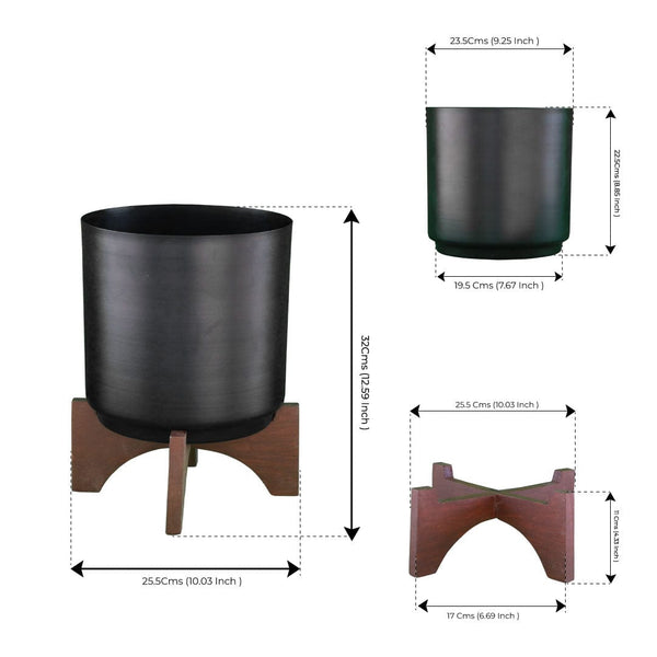 Lyrical Planter with Wooden Stand – TrustBasket