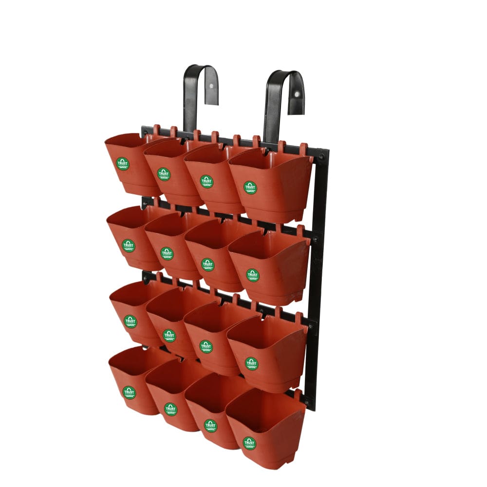 Vertical Gardening Pots With Metal Panel (16 Pots) – TrustBasket